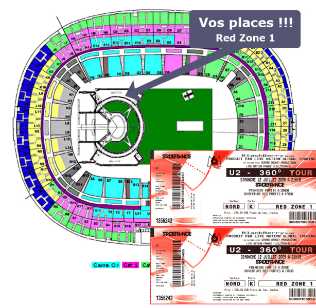 U2 Red Zone 1 2 places - Petite Annonce TrocMusic